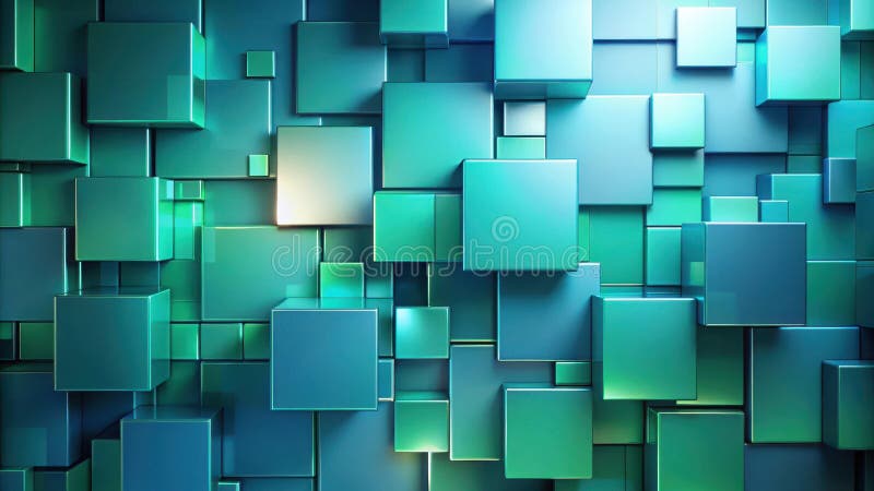 Abstract Teal and Blue Cubic Structure a Modern Geometric Design ...