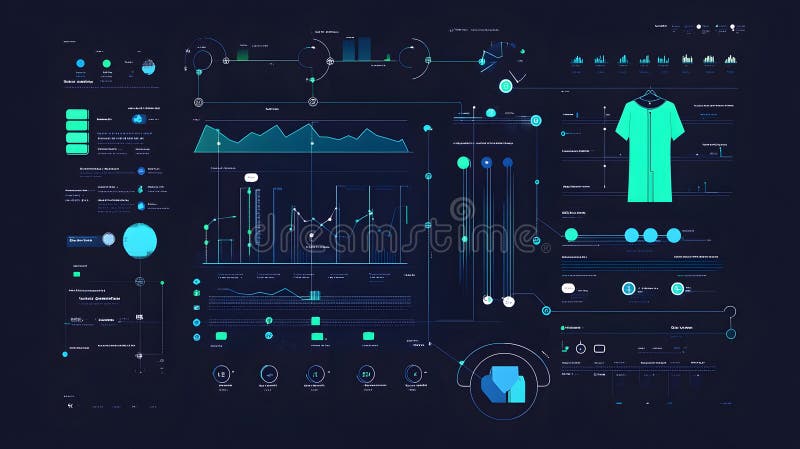 Abstract Teal and Blue Digital Dashboard Visualization Stock ...
