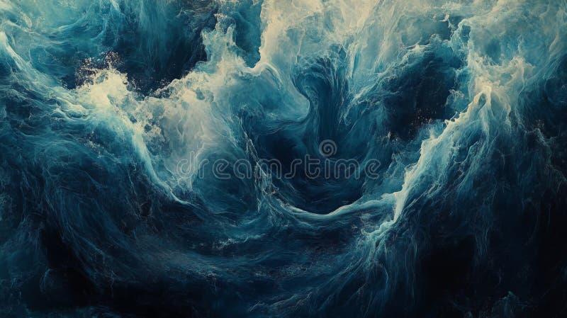 Abstract Teal and Blue Ocean Waves Vortex Stock Illustration ...