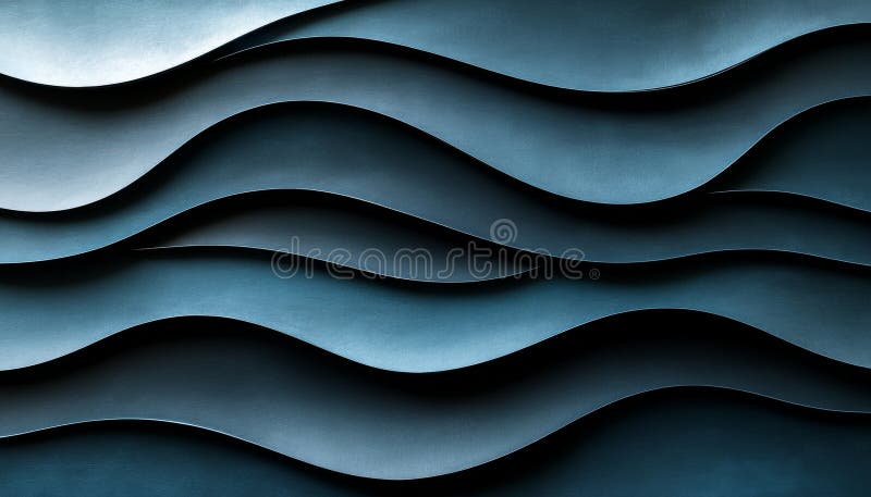 Abstract Teal and Charcoal Gray Wave Pattern, Nature Inspired Layered ...
