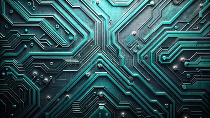 Abstract Teal Circuit Board Technology Design Intricate Pathways of ...