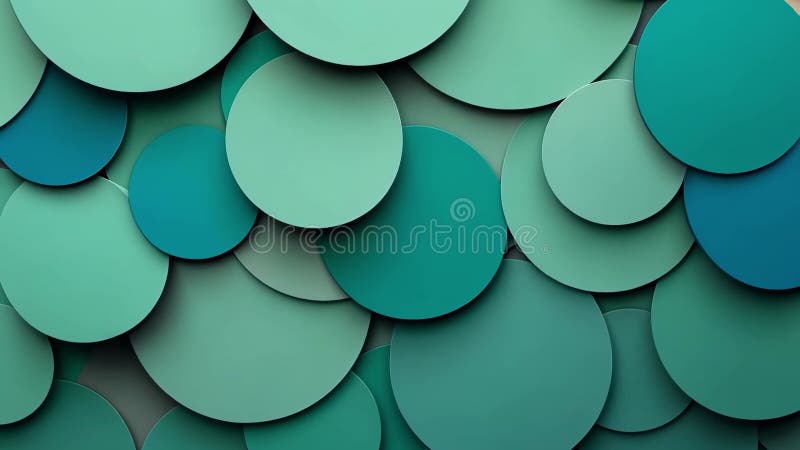 Abstract Teal Color Circles Background with Overlapping Layers for ...