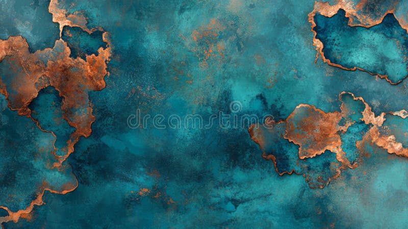 Abstract Teal and Copper Background with Uneven Edges Stock ...