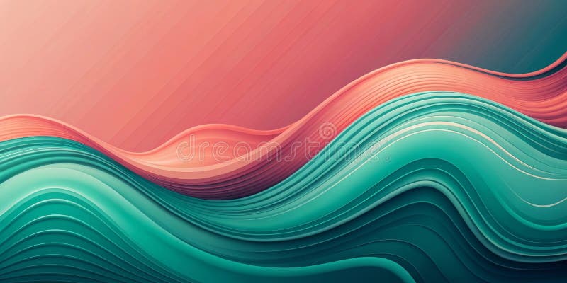 Abstract Teal and Coral Wave Pattern Background Design. Generative AI ...