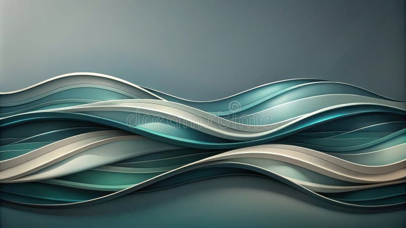 Abstract Teal and Cream Wavy Lines Background Design. Generative AI ...