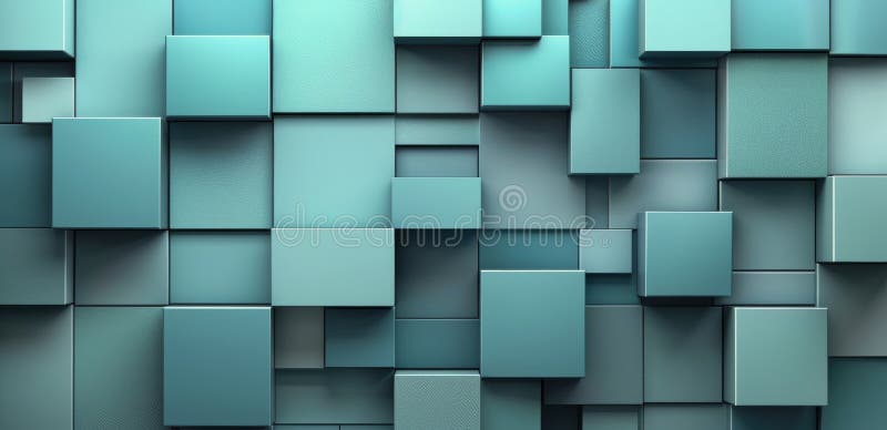 Abstract Teal Cube Wall Pattern Stock Image - Image of interior ...
