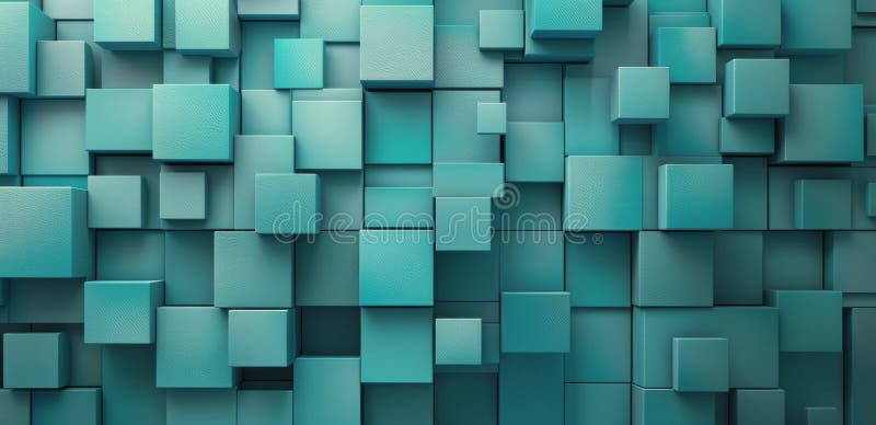 Abstract Teal Cube Wall Pattern Digital Art Stock Photo - Image of ...