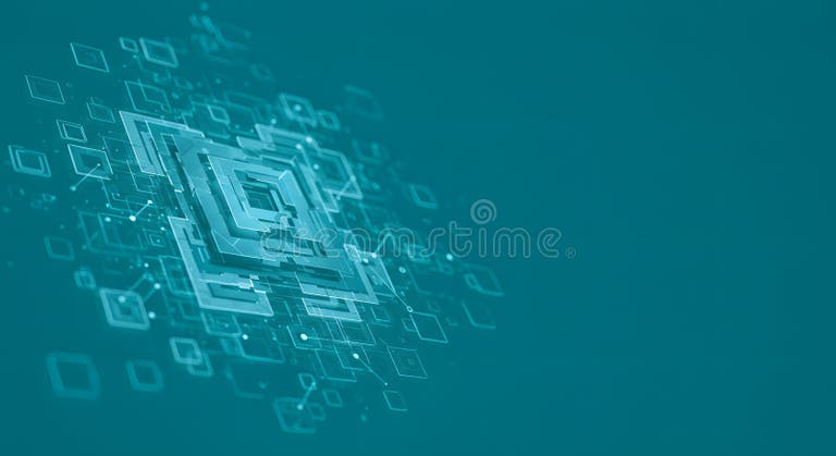 Abstract Teal Data Network with Square Elements Stock Illustration ...