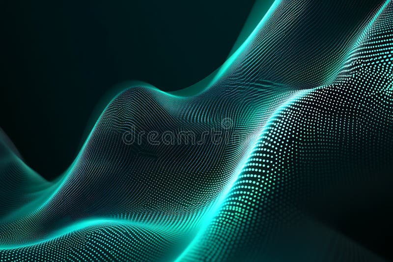 Abstract Teal Data Wave Background Futuristic Digital Technology ...