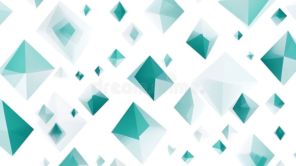 Abstract Teal Diamond Shape Pattern on White, Geometric Modern ...