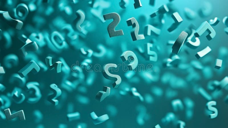 Abstract Teal Digital Background with Floating Numbers and Letters Stock Illustration ...