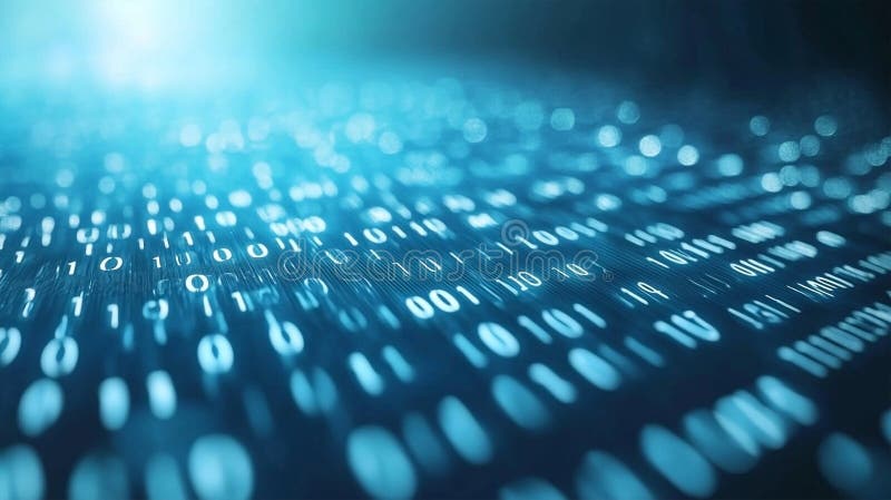 Abstract Teal Digital Background with Floating Numbers and Letters ...