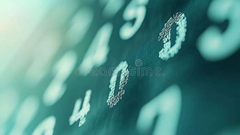 Abstract Teal Digital Background with Floating Numbers and Letters ...