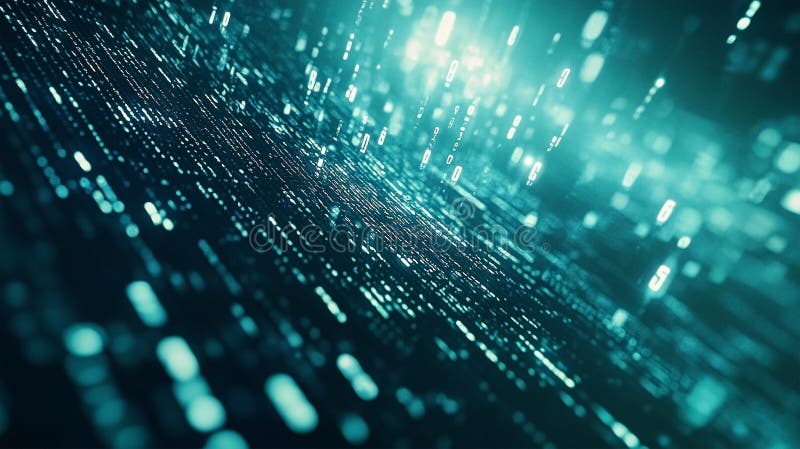 Abstract Teal Digital Background with Floating Numbers and Letters ...