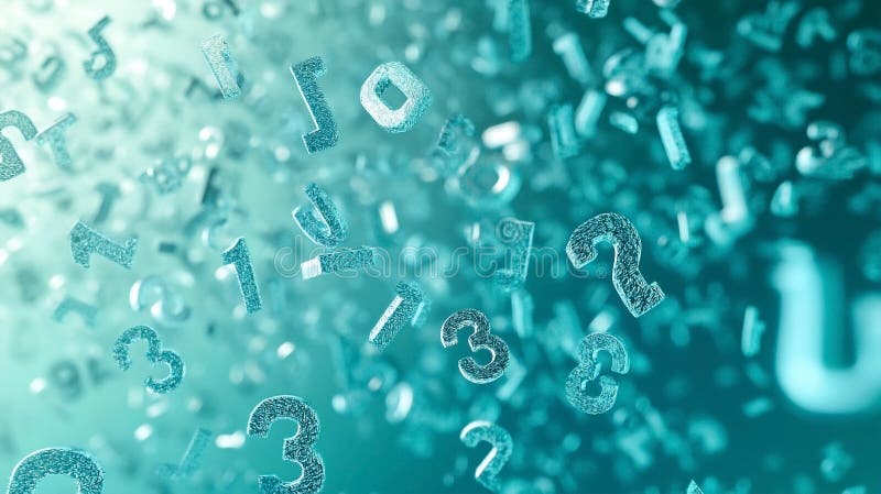Abstract Teal Digital Background with Floating Numbers and Letters ...