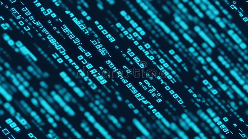 Abstract Teal Digital Code Stream Background Stock Illustration ...