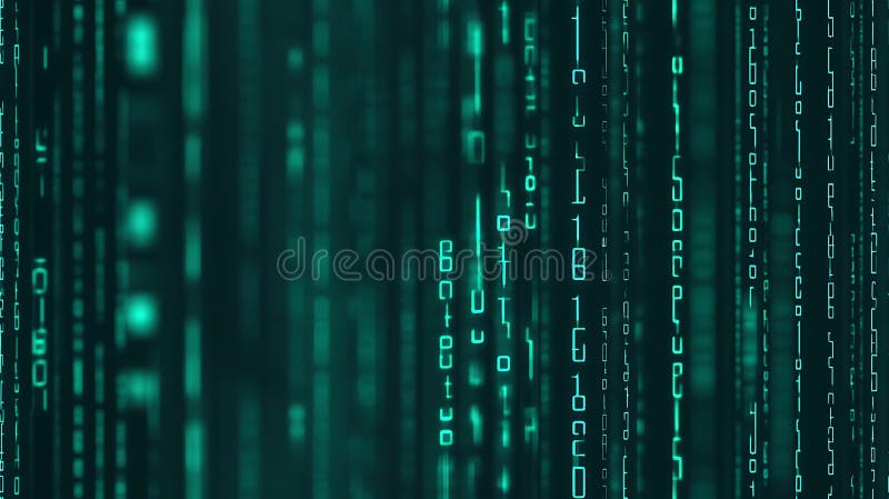 Abstract Teal Digital Code Stream Background Stock Illustration ...