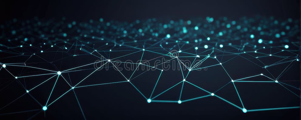 Abstract Teal Digital Network Connection on Dark Background Stock ...