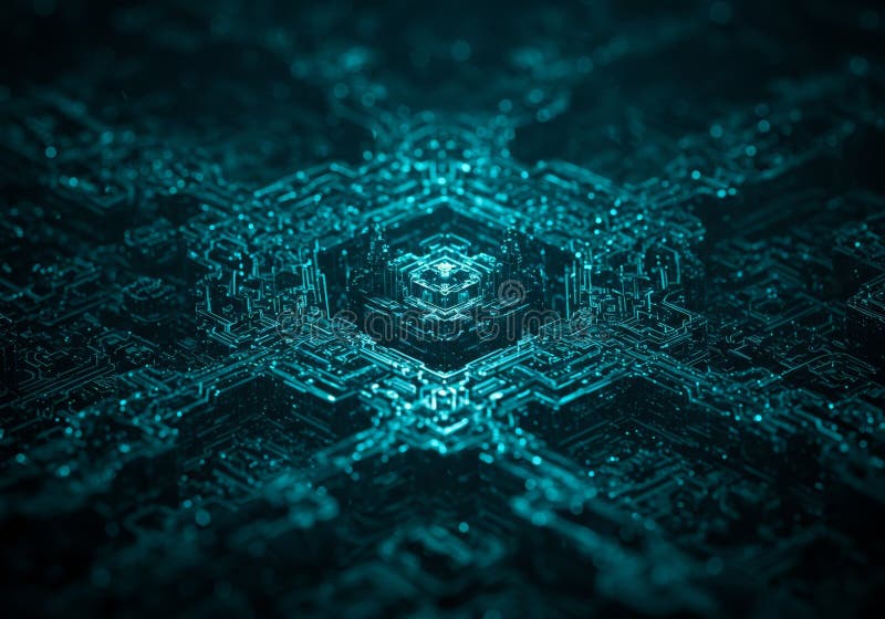 Abstract Teal Digital Network Structure Stock Illustration ...