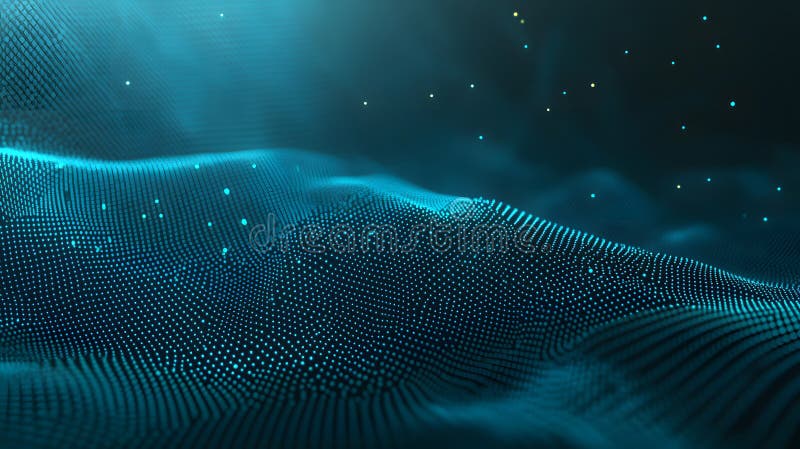 Abstract Teal Digital Wave Particle Flow Background Royalty Free Image ...