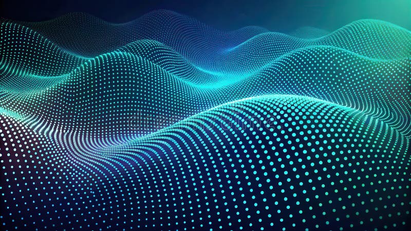 Abstract Teal Dotted Wave Pattern Background for Digital Design ...