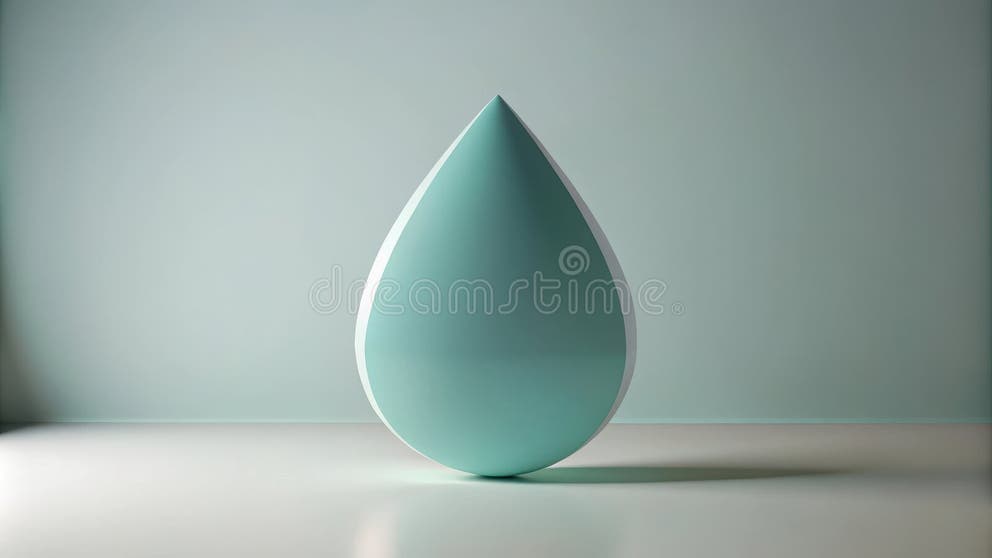 Abstract Teal Drop Shape Object on a Minimalist Background. Generative ...