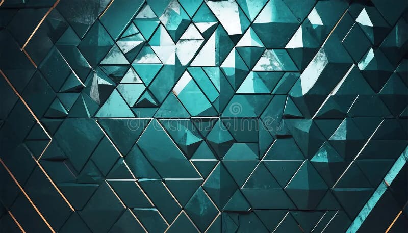 Abstract Teal Geometric Background: 3D Triangular Pattern Texture Stock ...