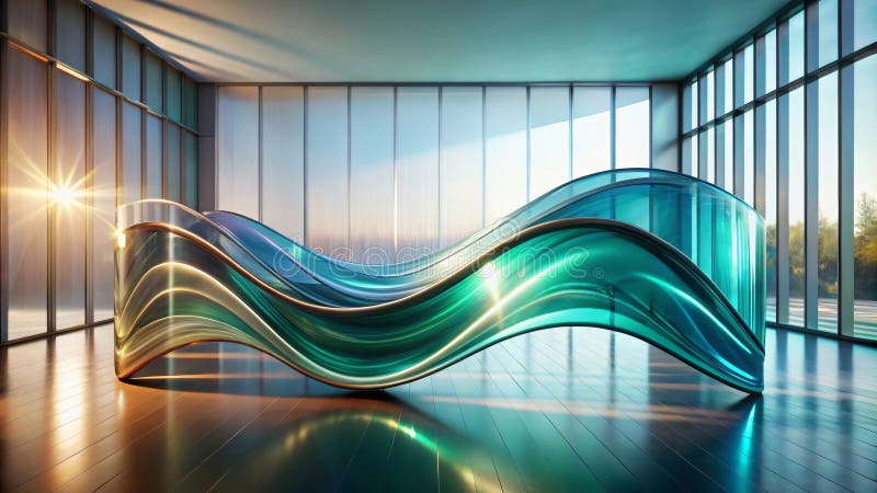 Abstract Teal Glass Sculpture in Modern Interior Space. Generative AI ...