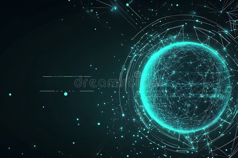 Abstract Teal Globe Network Connection Futuristic Digital World ...