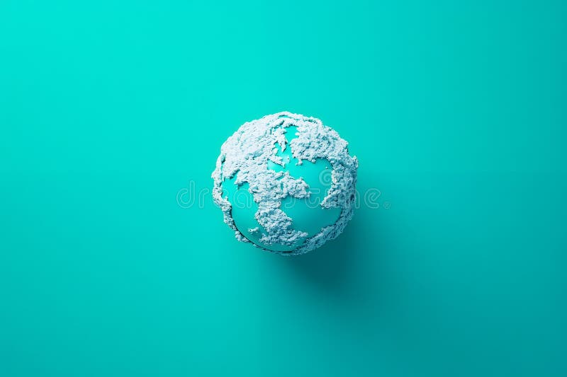 Abstract Teal Globe with White Textured Surface 3D Render Art Aqua Cyan ...