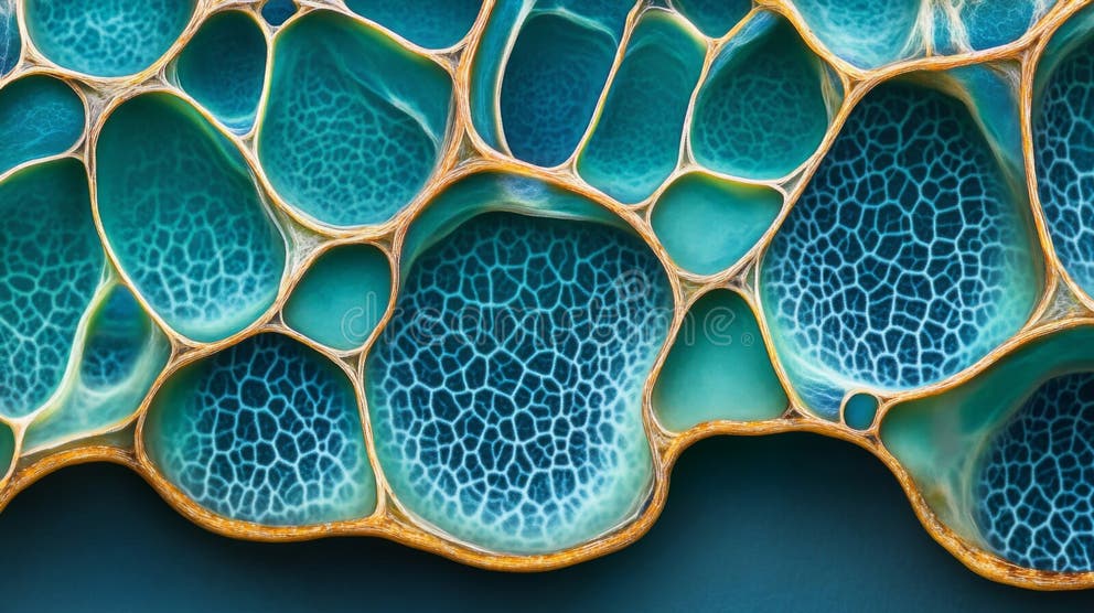 Abstract Teal and Gold Cellular Structure Design Stock Illustration ...