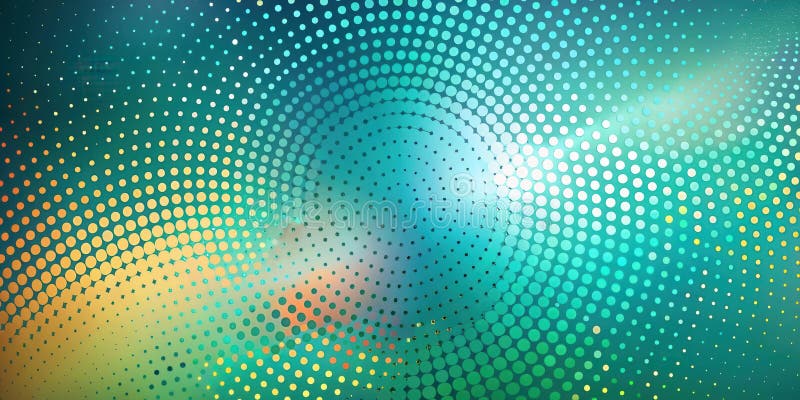 Abstract Teal and Gold Halftone Pattern Swirl Design with Gradient ...