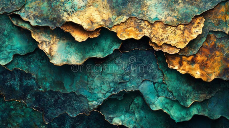 Abstract Teal Gold Layered Texture Background Stock Illustration ...
