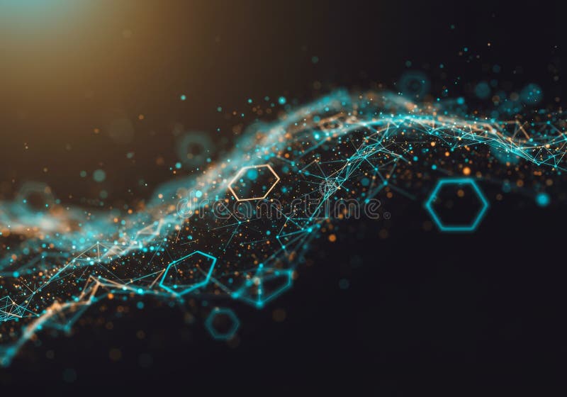 Abstract Teal and Gold Network Wave Background Stock Illustration ...