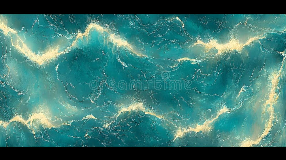 Abstract Teal and Gold Water Waves Texture Background Stock ...