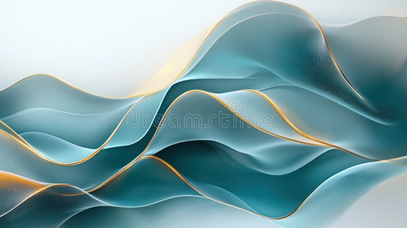 Abstract Teal and Gold Wavy Lines Design Stock Illustration ...