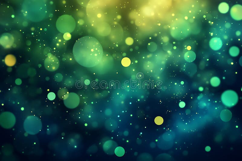Abstract Teal and Green Bokeh Background Sparkling Lights and Glowing ...