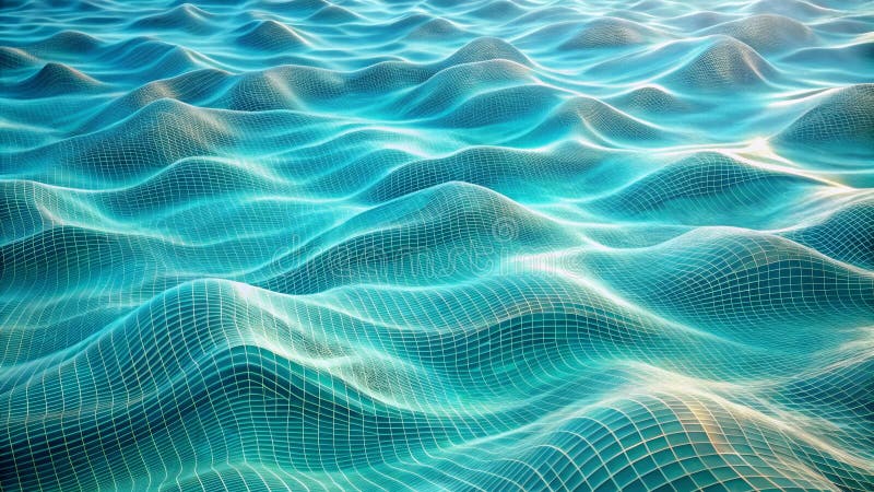 Abstract Teal Gridded Wave Pattern, Ideal for Digital Backgrounds and ...