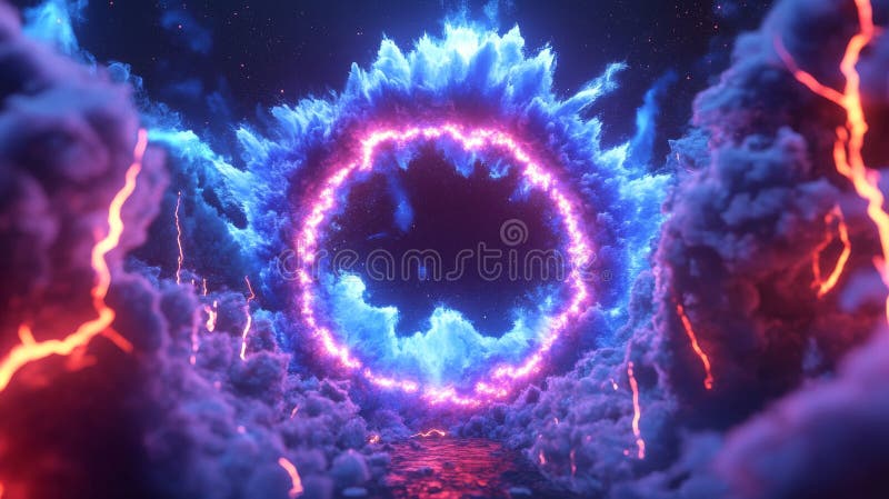 Abstract Teal Lightning Sparks Form Anime Cartoon Style Background in ...