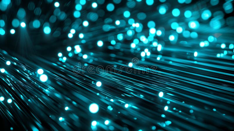 Abstract Teal Lights Background: Modern Technology, Fiber Optics ...