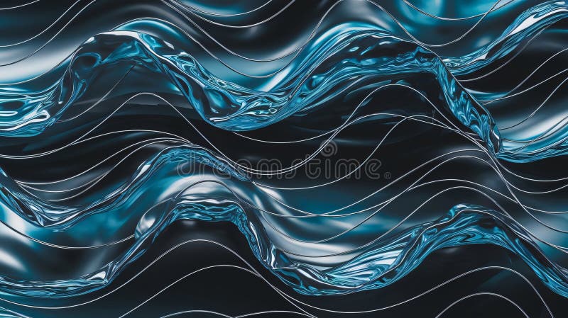 Abstract Teal Liquid Waves with Dark Lines, High Quality Image Stock ...