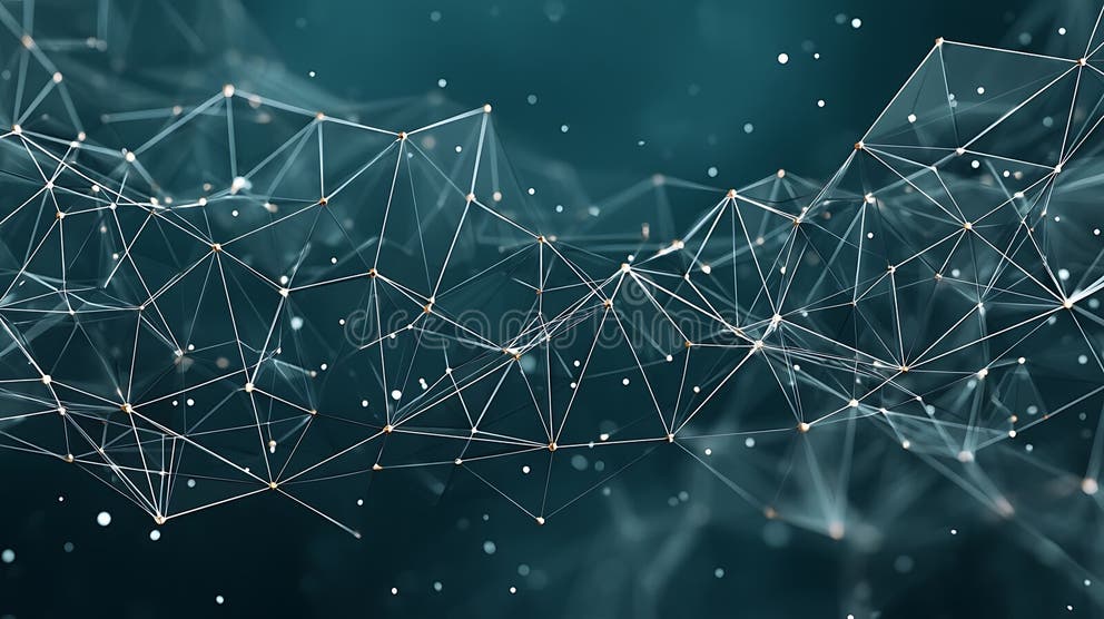 Abstract Teal Network Connection Intricate Mesh of Nodes and Lines ...