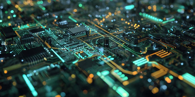 Abstract Teal and Orange Circuit Board Texture Futuristic Tech ...