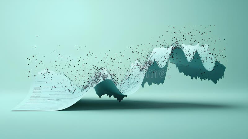 Abstract Teal Paper Form Dissolving into Particles Stock Illustration ...