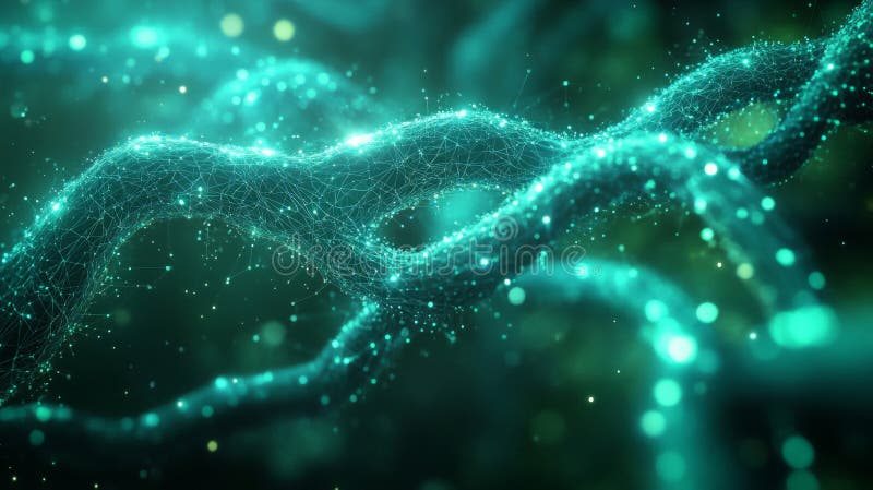Abstract Teal Particle Background with Glowing Flowing Structure Stock ...