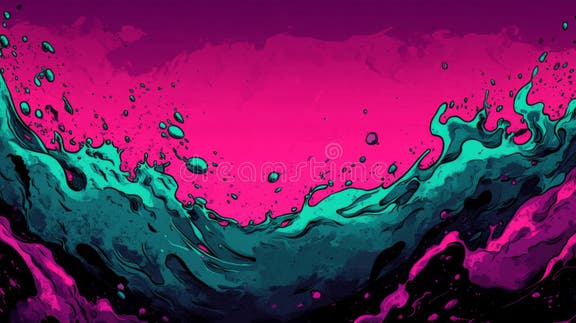 Abstract Teal and Pink Pixel Wave Splash Stock Illustration ...