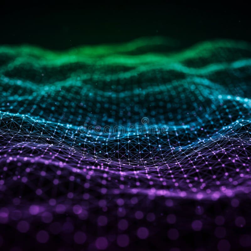 Abstract Teal Purple Digital Wave Background Stock Illustration ...