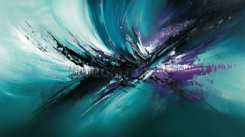 Abstract Teal and Purple Energy Burst Painting Stock Illustration ...