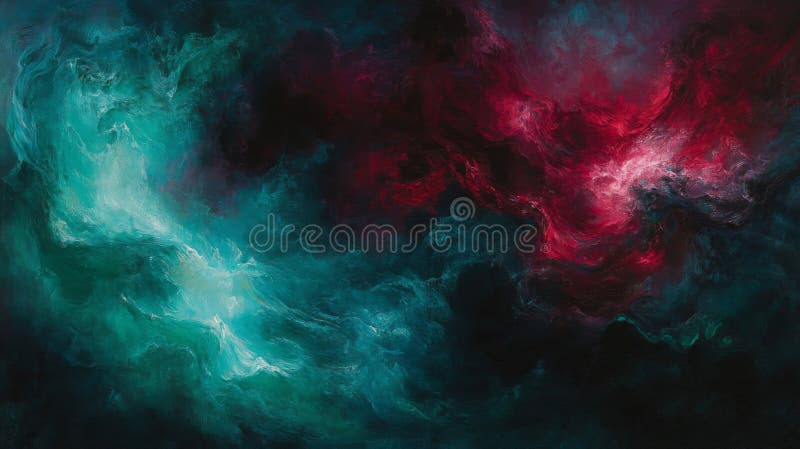 Abstract Teal and Red Nebula Space Background Stock Illustration ...