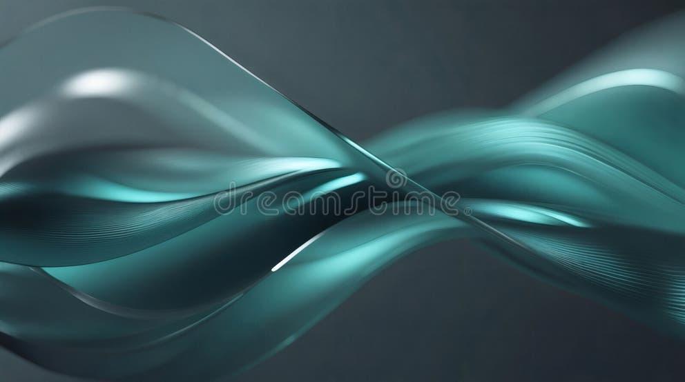 Abstract Teal Ribbons Cascade in a Mesmerizing Flow. Fluid, Elegant ...